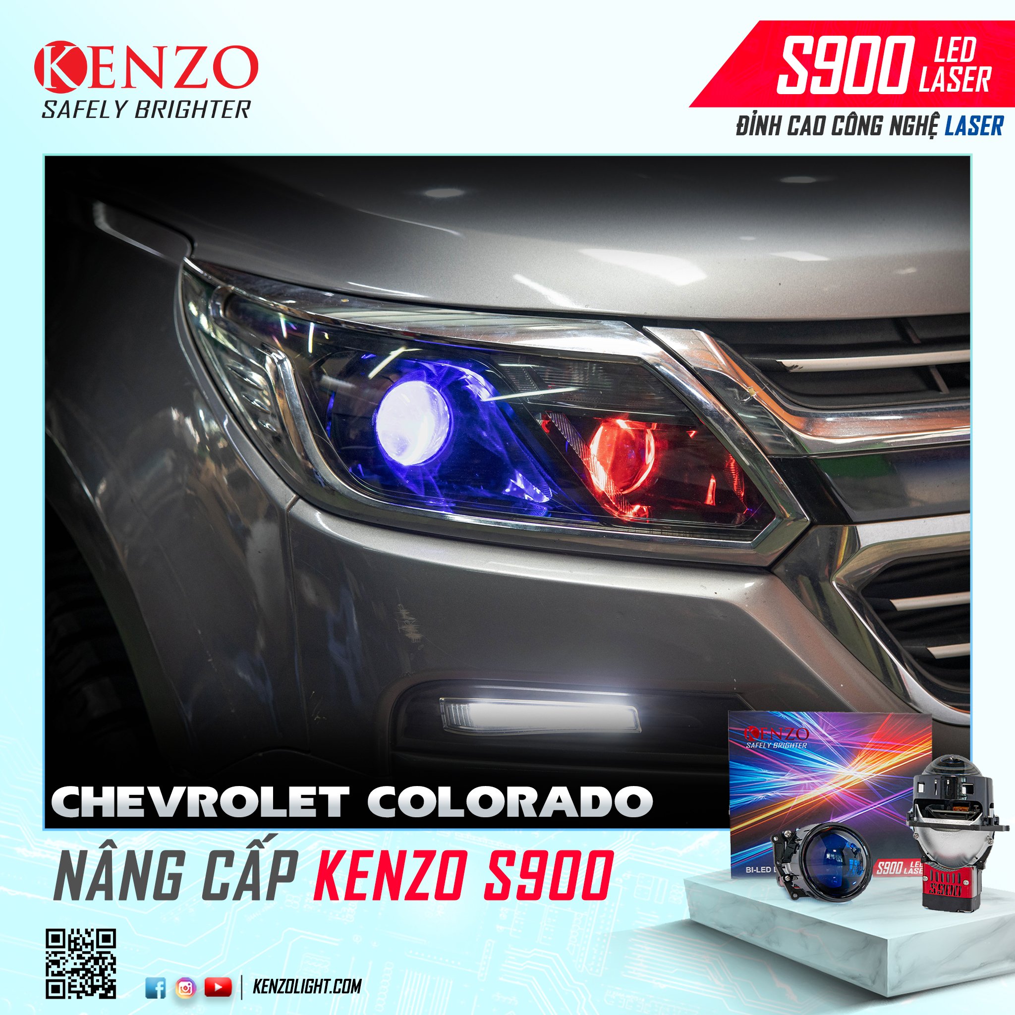ĐỘ ĐÈN XE COLORADO VỚI KENZO S900 LED LASER - Kenzo