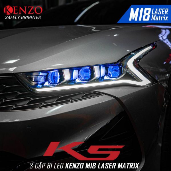 Độ đèn KIA K5 với 3 cặp Bi Led Kenzo M18 Laser Matrix